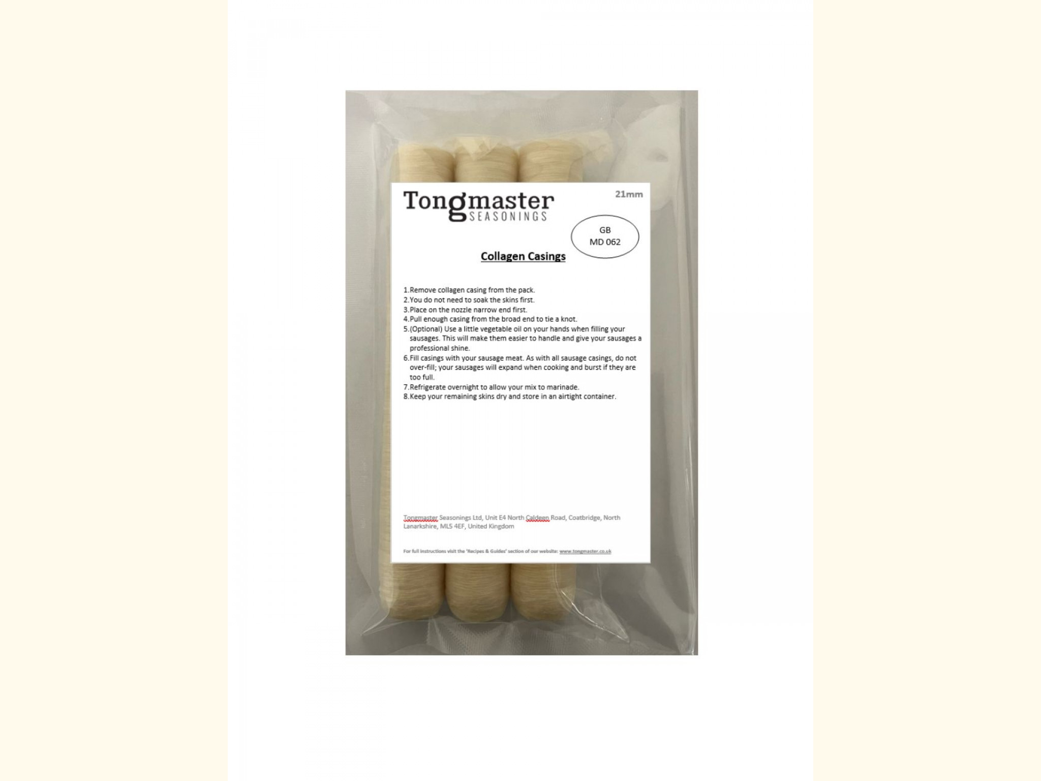 3 x 21mm Chipolata Collagen Sausage Casings