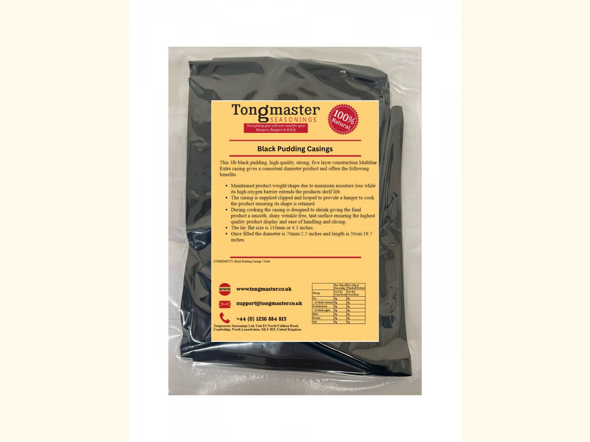 5 x Artificial Plastic Black Pudding Casings