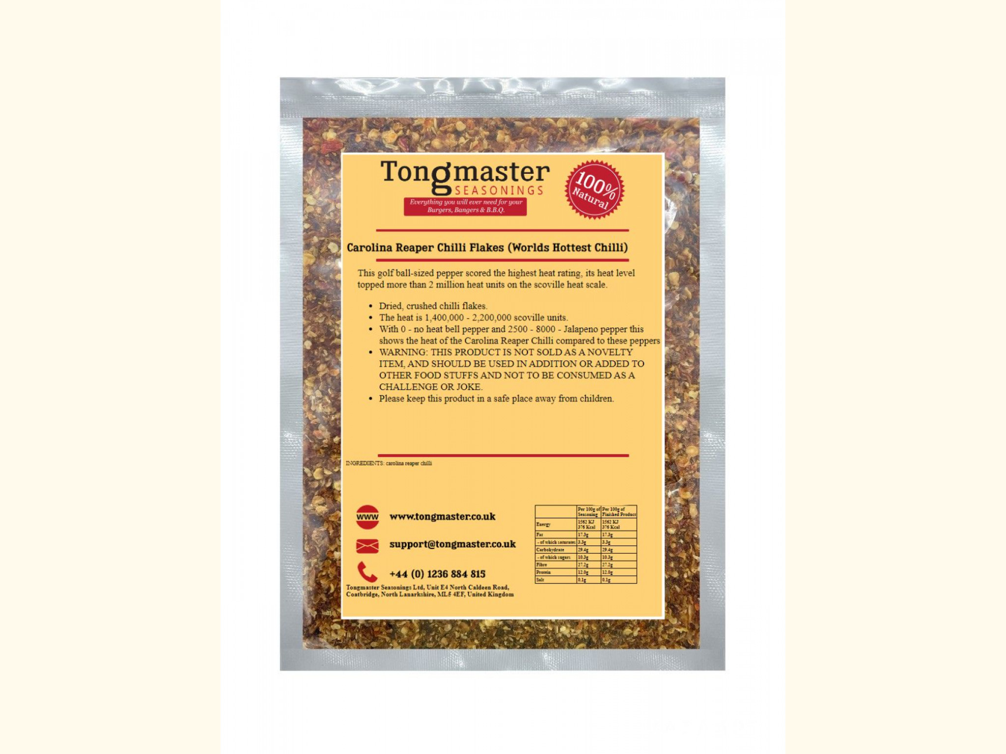 Carolina Reaper Chilli Flakes (Worlds Hottest Chilli) - 200g