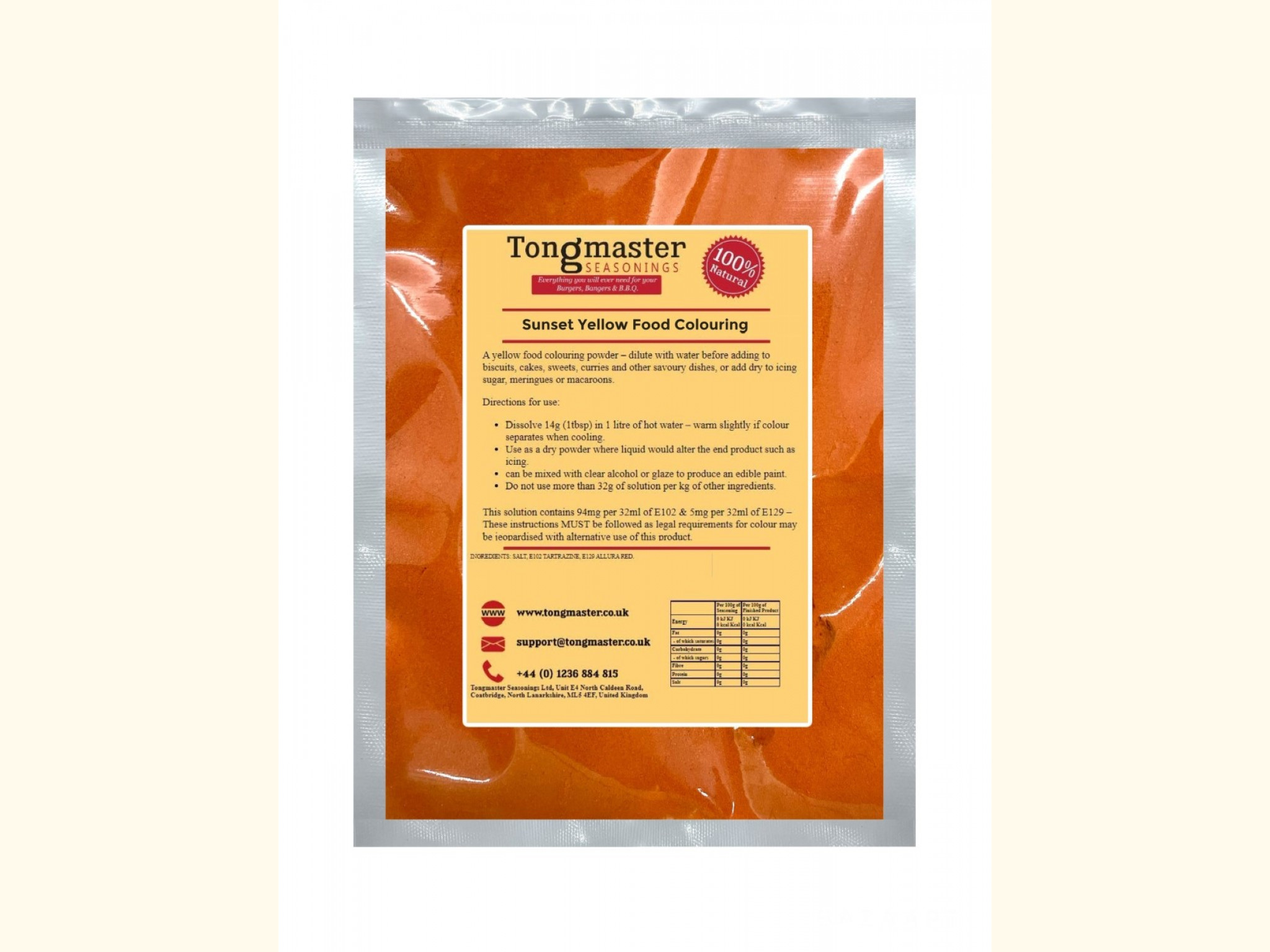 Sunset Yellow Food Colouring Powder