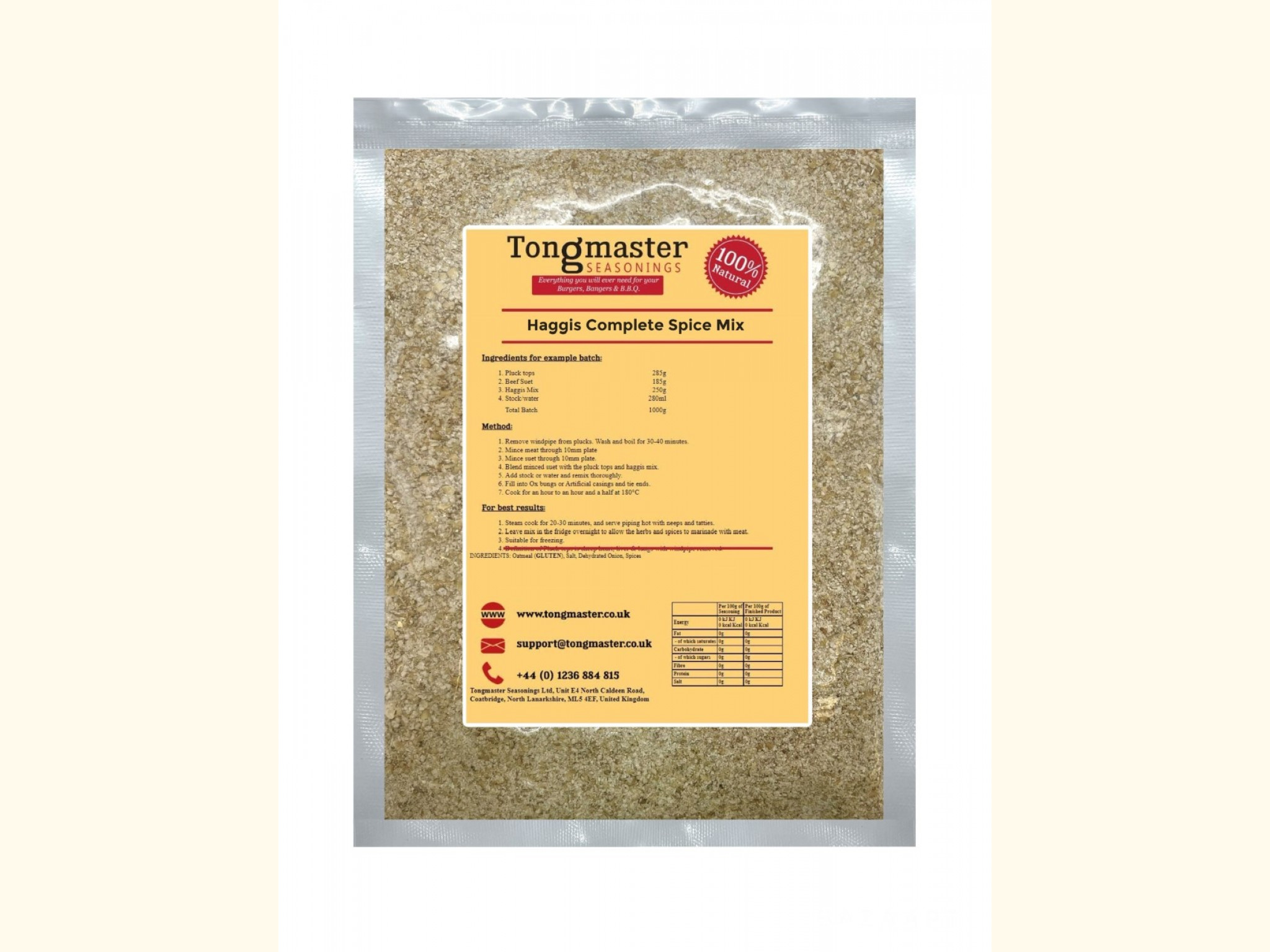 Complete Haggis Kit - Scottish Haggis Spice Mix 250g (1kg Batch) + 2 ...