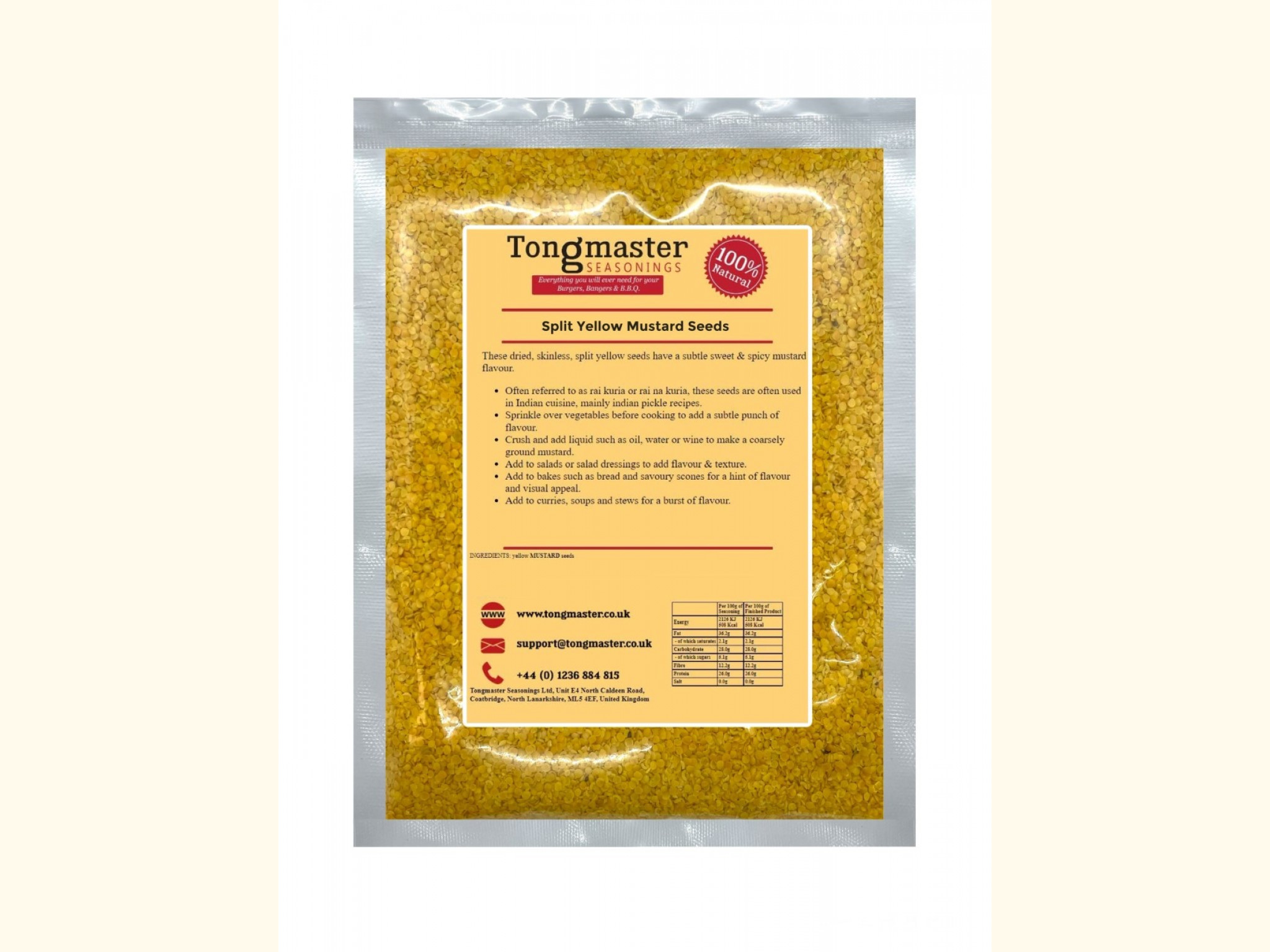 Split Yellow Mustard Seeds (Rai Kuria) - 1kg