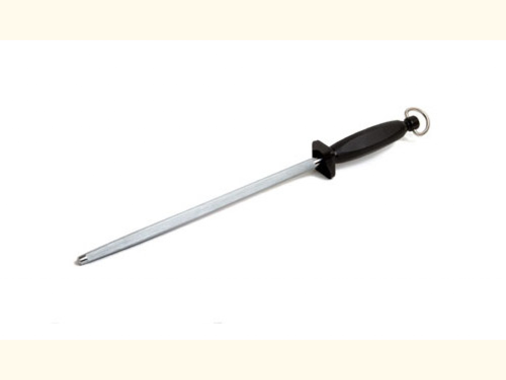 10" Round Butchers Sharpening Steel with Black Plastic Handle